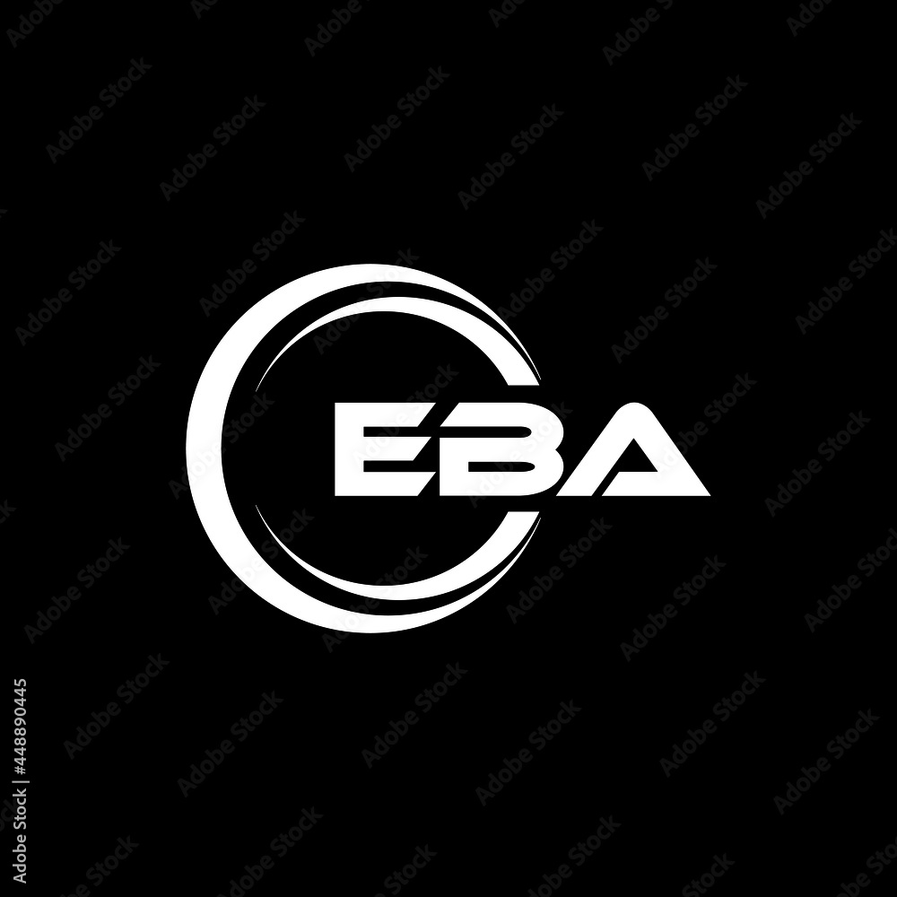 EBA letter logo design with black background in illustrator, vector ...