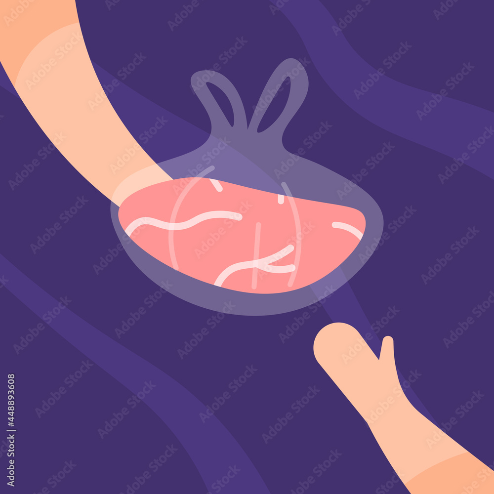 illustration of a hand holding a piece of beef or mutton. give or ...