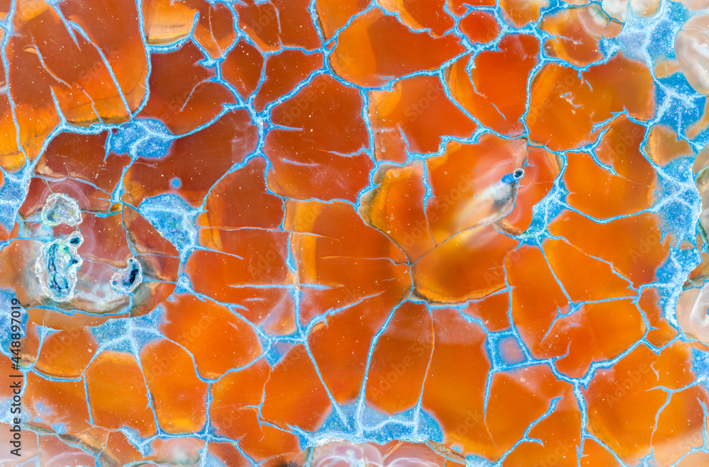 Blue Patterns On A Orange Agate Stock Photo | Adobe Stock