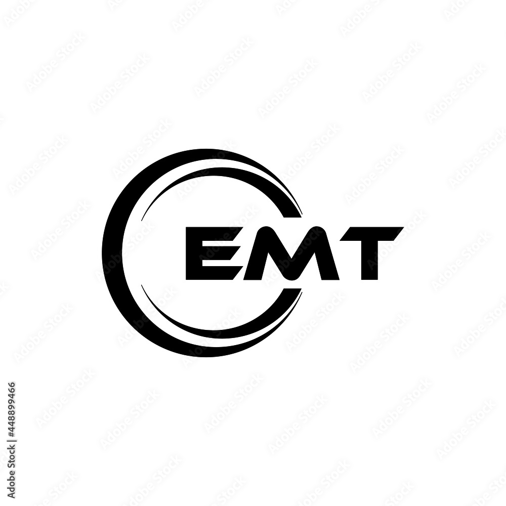 EMT letter logo design with white background in illustrator, vector ...