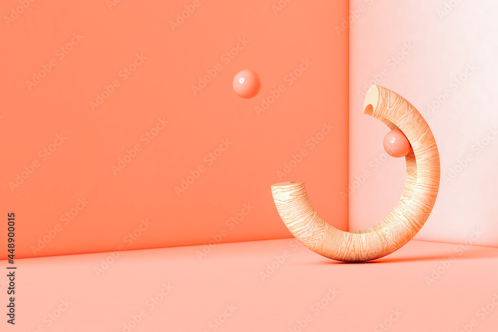 Abstract render of a torus throwing spheres in a room Stock Photo ...