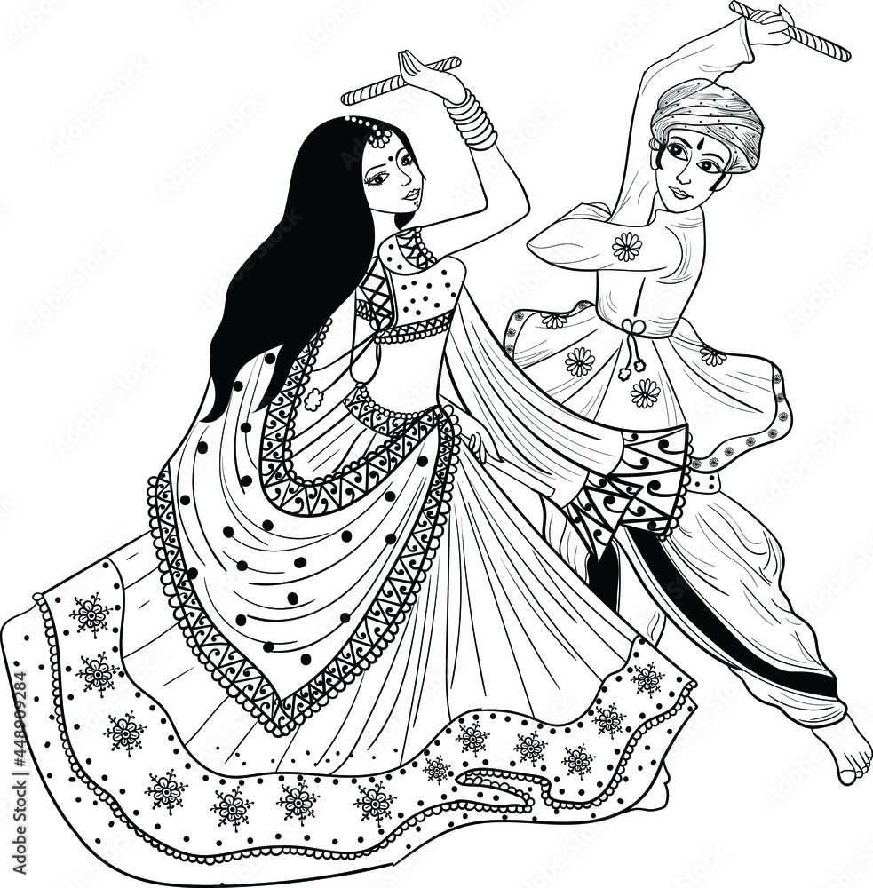 Stockvector Indian god Lord Krishna Bansuri Line Art black and white ...