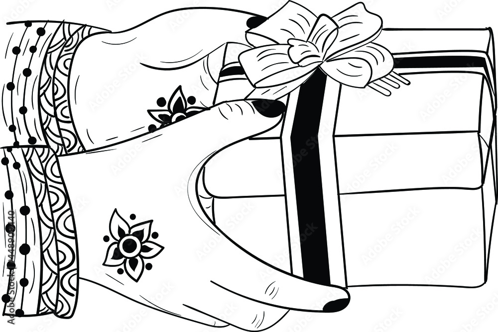 Indian wedding clip art of a bride hand with wedding gift. Indian ...