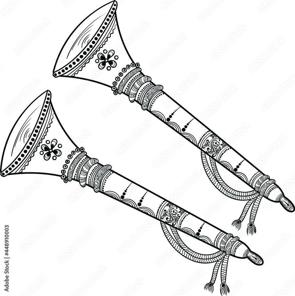 Vetor do Stock: Indian Wedding Clip art Religious of a pair of Shehnai ...