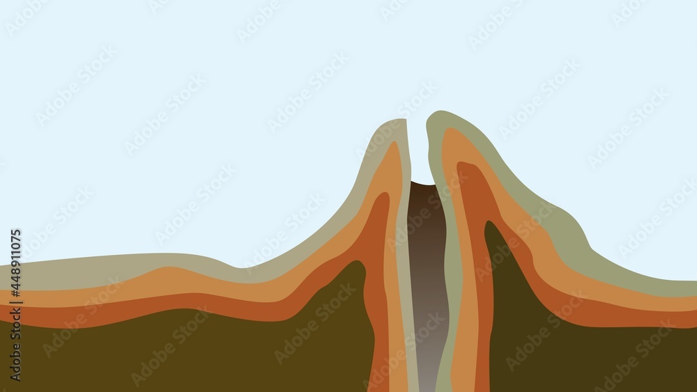 Mountain or volcano layer vector illustration for education ...
