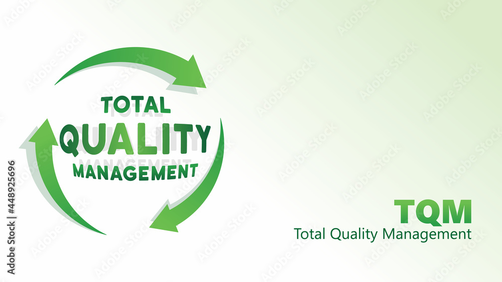 TQM. Total quality management concept. circle arrow around text for ...