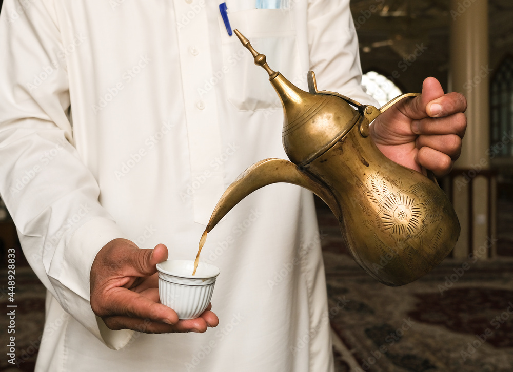 photo of traditional Arab coffee in mosque Stock Photo | Adobe Stock