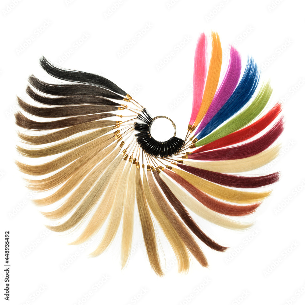 Hair base color palette, hair samples chart, make of human hair Stock ...