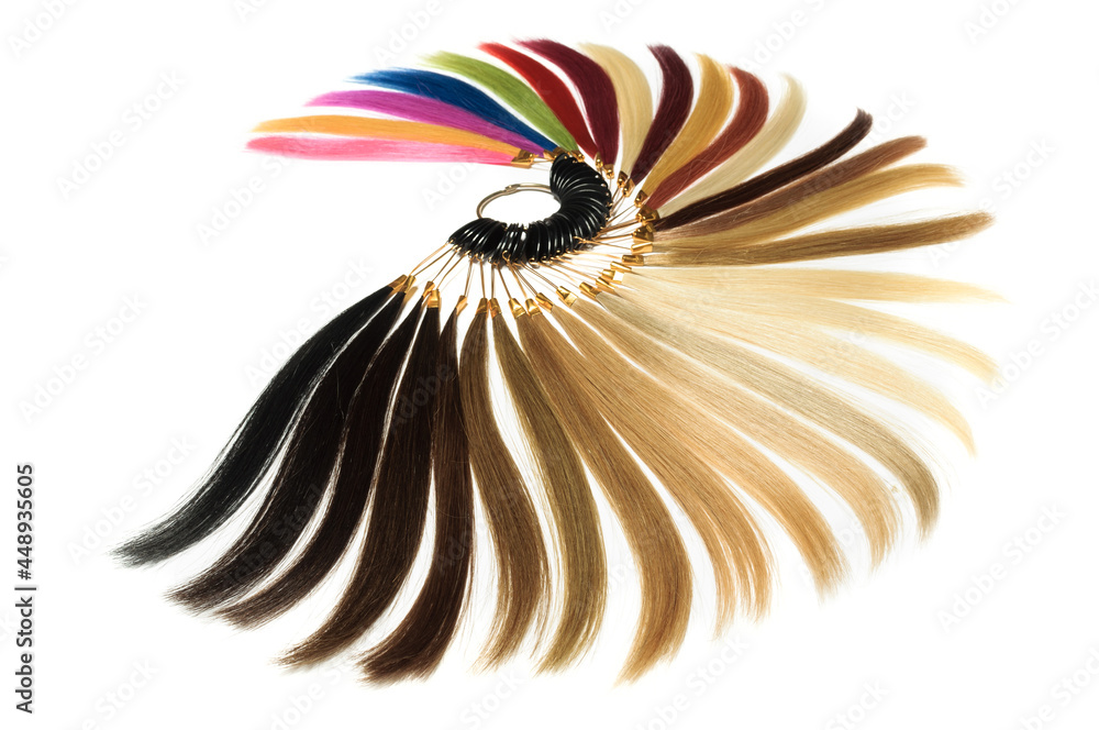 Hair base color palette, hair samples chart, make of human hair Stock ...