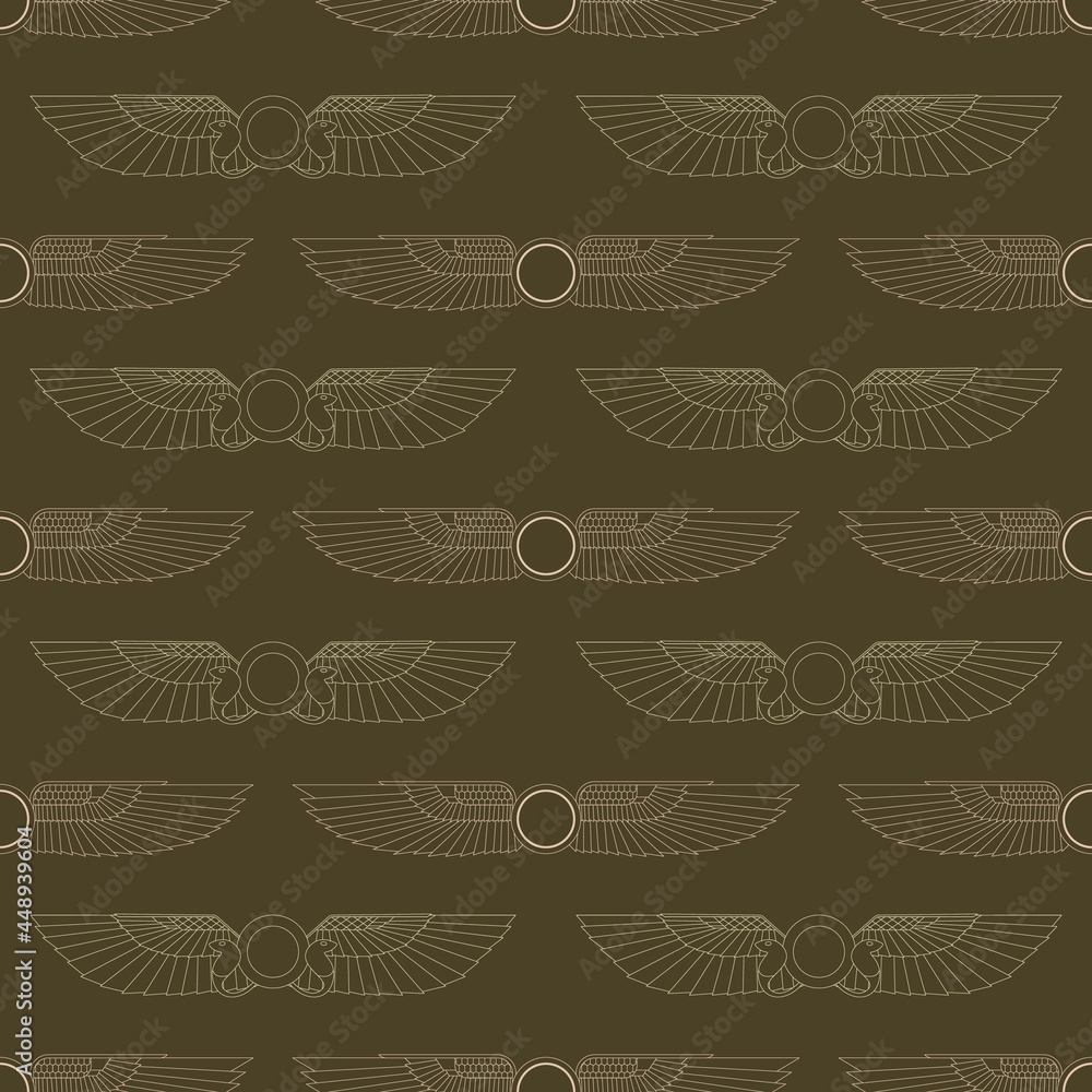 Seamless pattern with ancient egyptian symbol Winged sun for your ...
