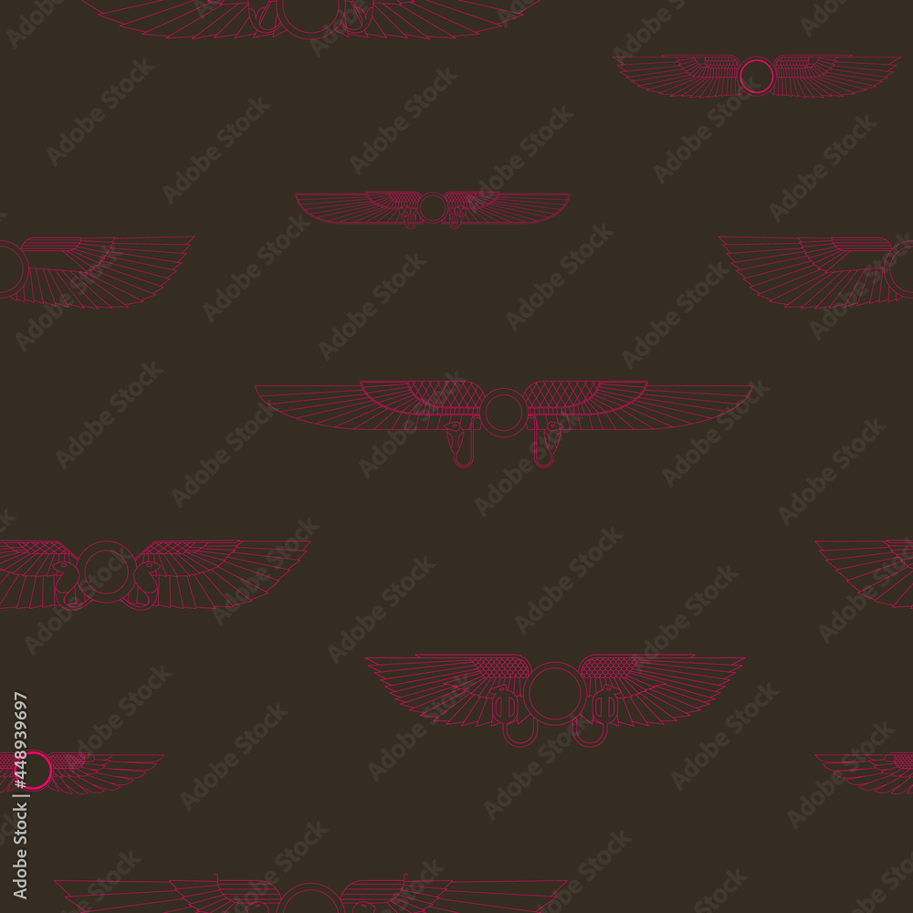 Seamless pattern with ancient egyptian symbol Winged sun for your ...