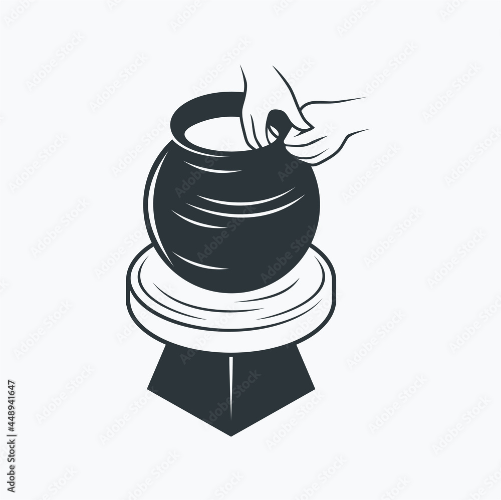 illustration of making pottery with rotary technique Stock Vector ...