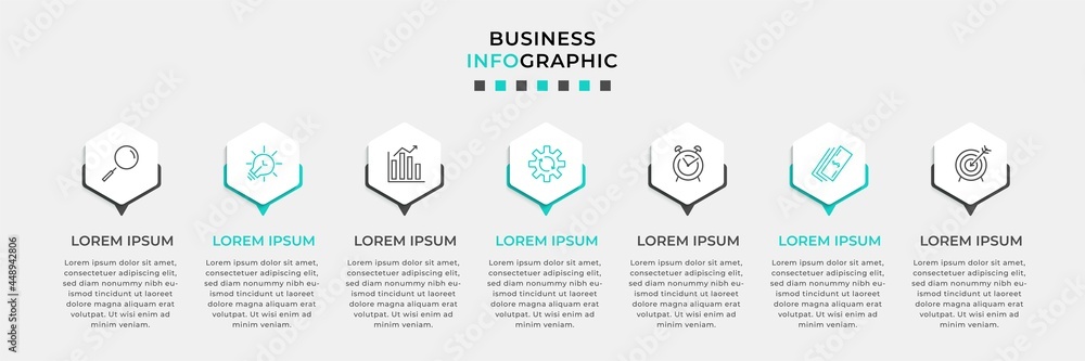 Vector Infographic design business template with icons and 7 options or ...