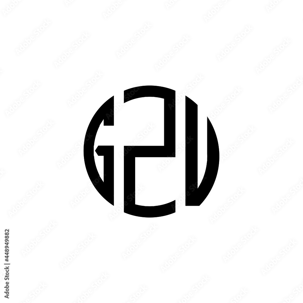 GZU letter logo design. GZU letter in circle shape. GZU Creative three ...