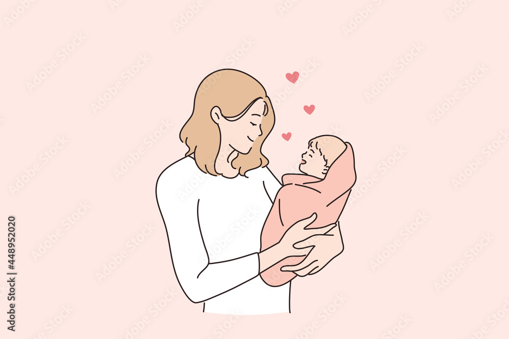 Happy motherhood and childhood concept. Young and happy mom mother ...