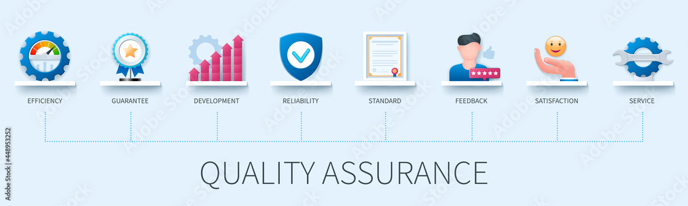 Quality assurance infographic in 3D style. Stock Vector | Adobe Stock