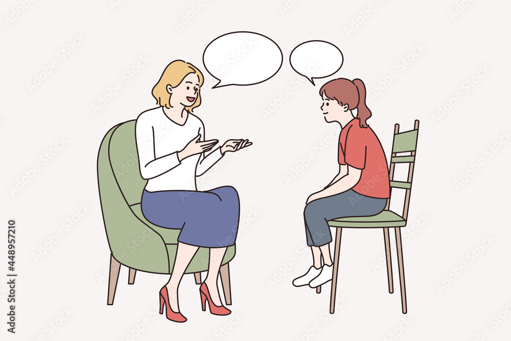 Education, development, communication with children concept. Young ...