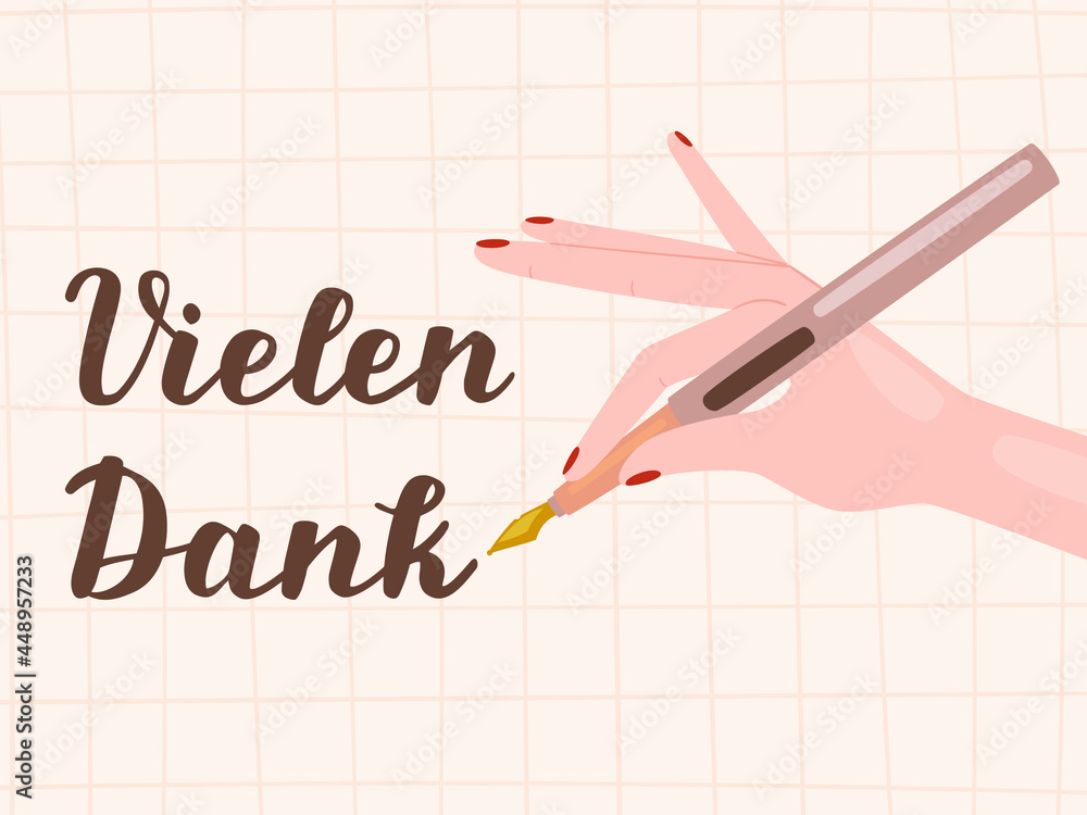 "Vielen Dank" hand-drawn vector lettering in German, in English means ...