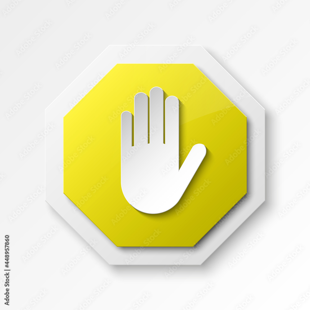 STOP palm icon, No entry icon, road sign, danger badge Stock Vector ...