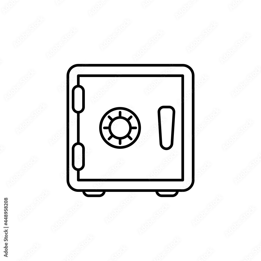 Bank safe icon. linear style closed safe isolated. Security single ...