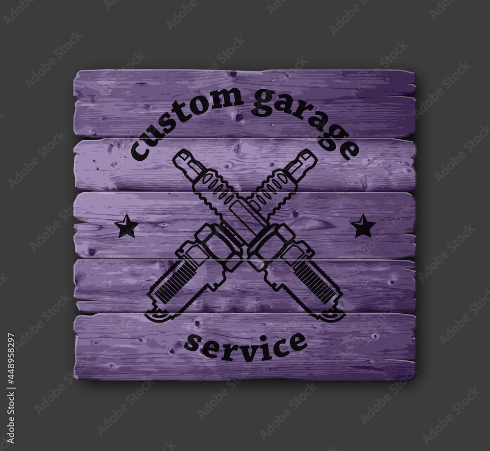 Vintage car symbols wood board background. Car service icon, vehicle ...