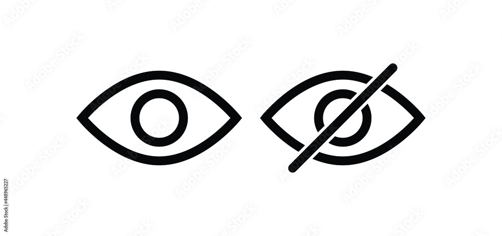 Visibility eye icons outline. Hide and unhide icons vector vector de ...