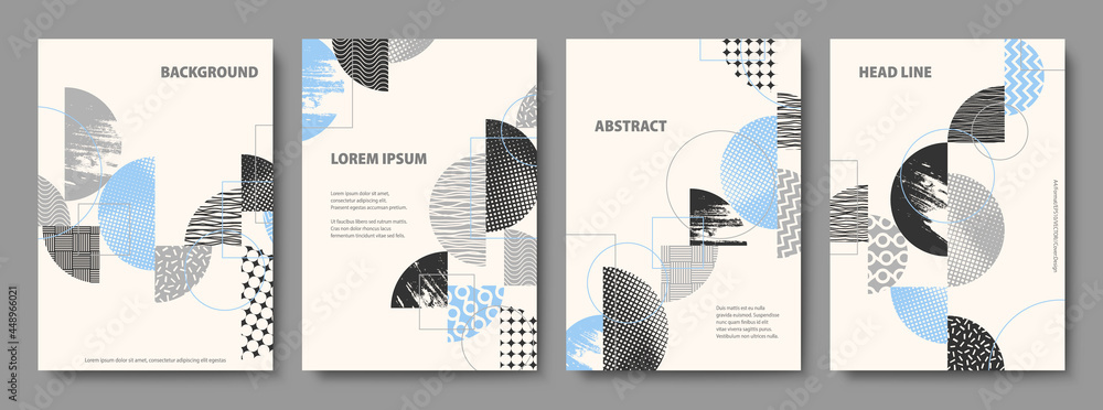 Set of Geometric Backgrounds. Collage Style Cover Design Templates ...