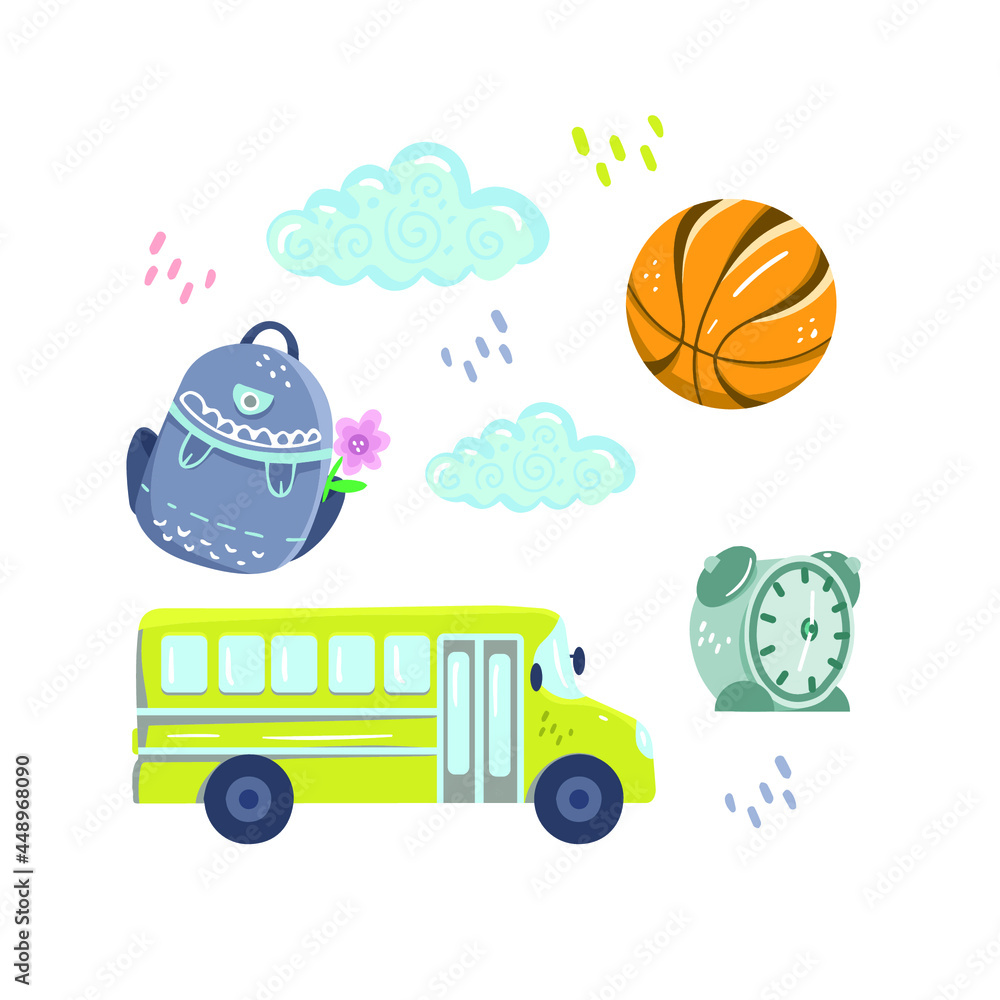 A large vector set for school, the first of September, training ...