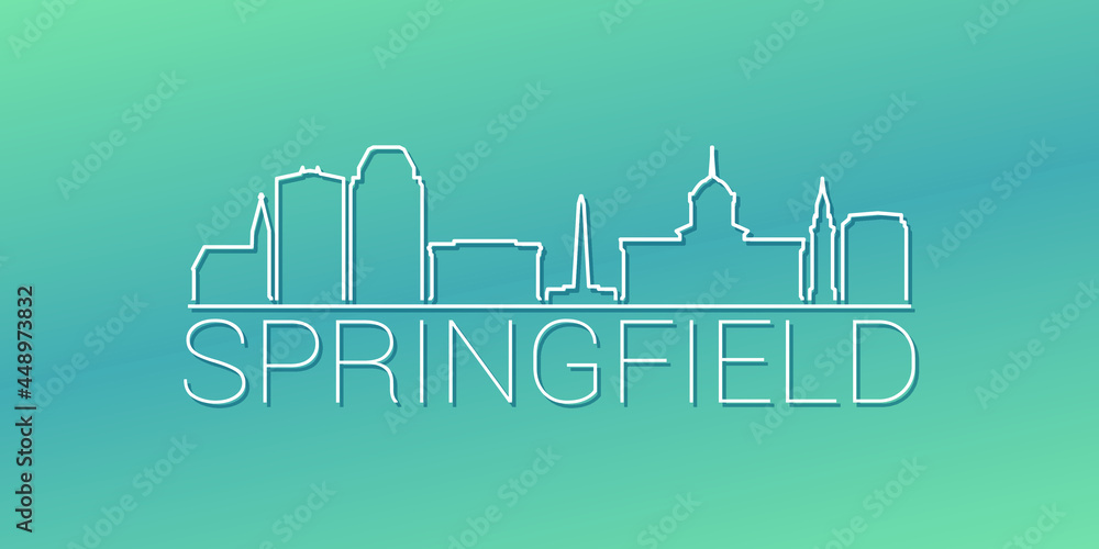 Springfield, IL, USA Skyline Linear Design. Flat City Illustration ...