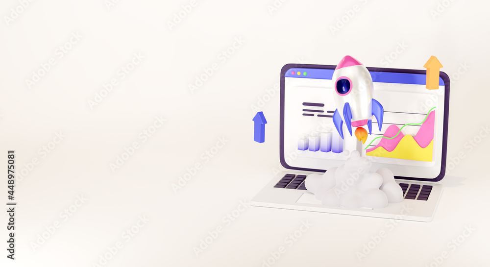 Launching new product or service. Technology development process. Space ...