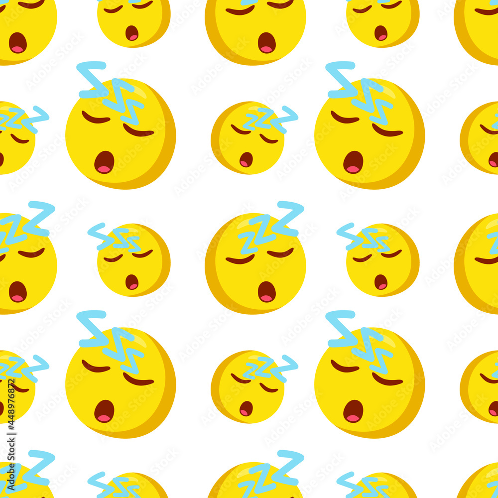 Sleeping Icon Emoji Pattern. Sleepy Dreaming Seamless Background ...
