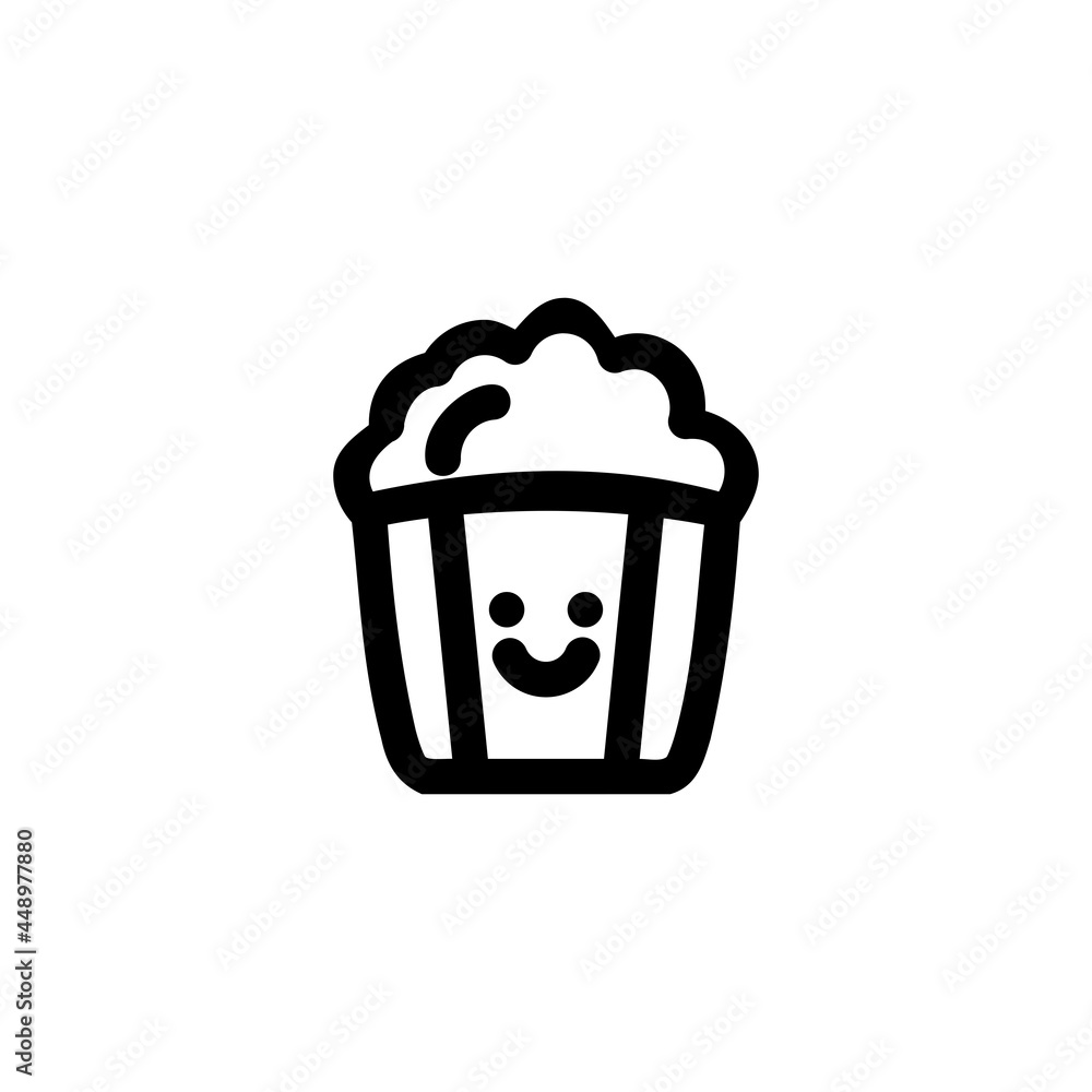Smiling Popcorn Food Vegetable Snack Yummy Monoline Symbol Icon Logo ...