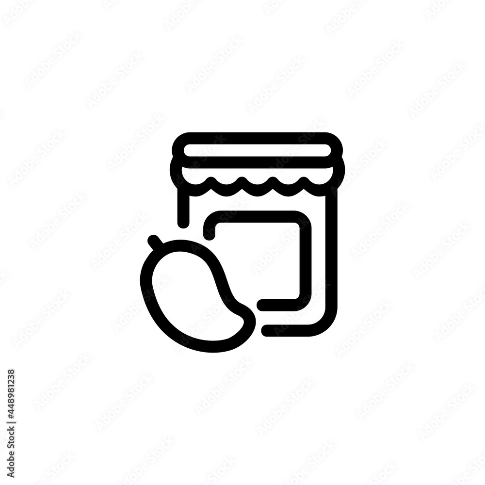 Mango Jam Fruit Plant Flower Monoline Icon Symbol Logo for Graphic ...