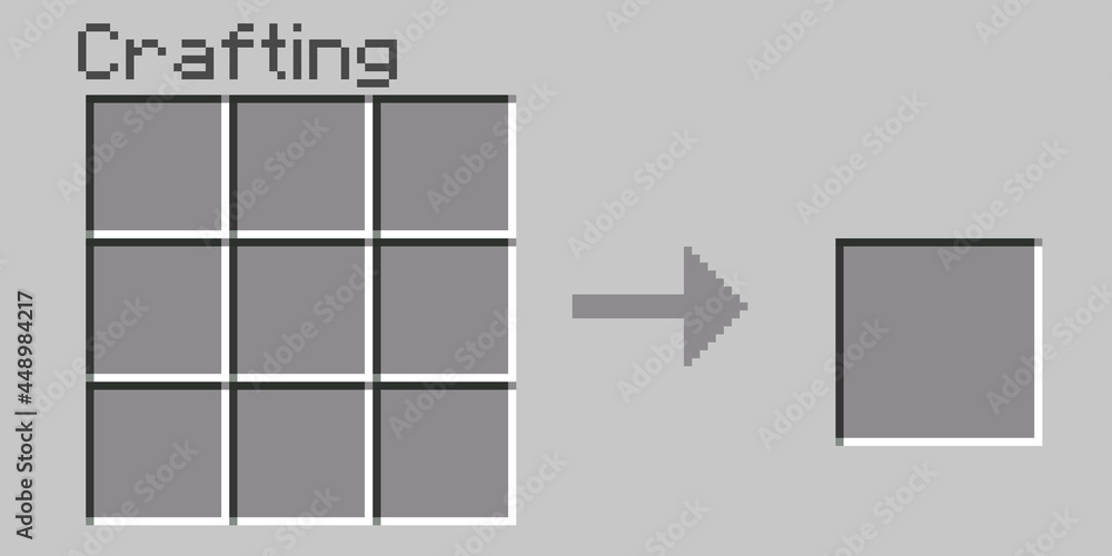 Pixel menu crafting. Eight bit slab isolated on gray background. The 8 ...