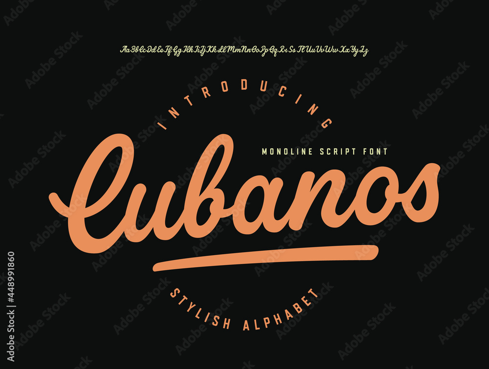 Cubanos. Original Monoline Script Font. Vector Illustration. Stock ...