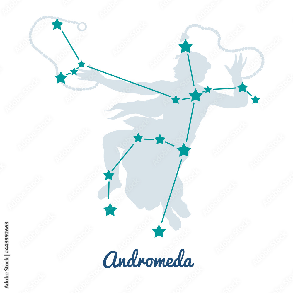 Constellation Andromeda, Greek myth constellation Stock Illustration ...