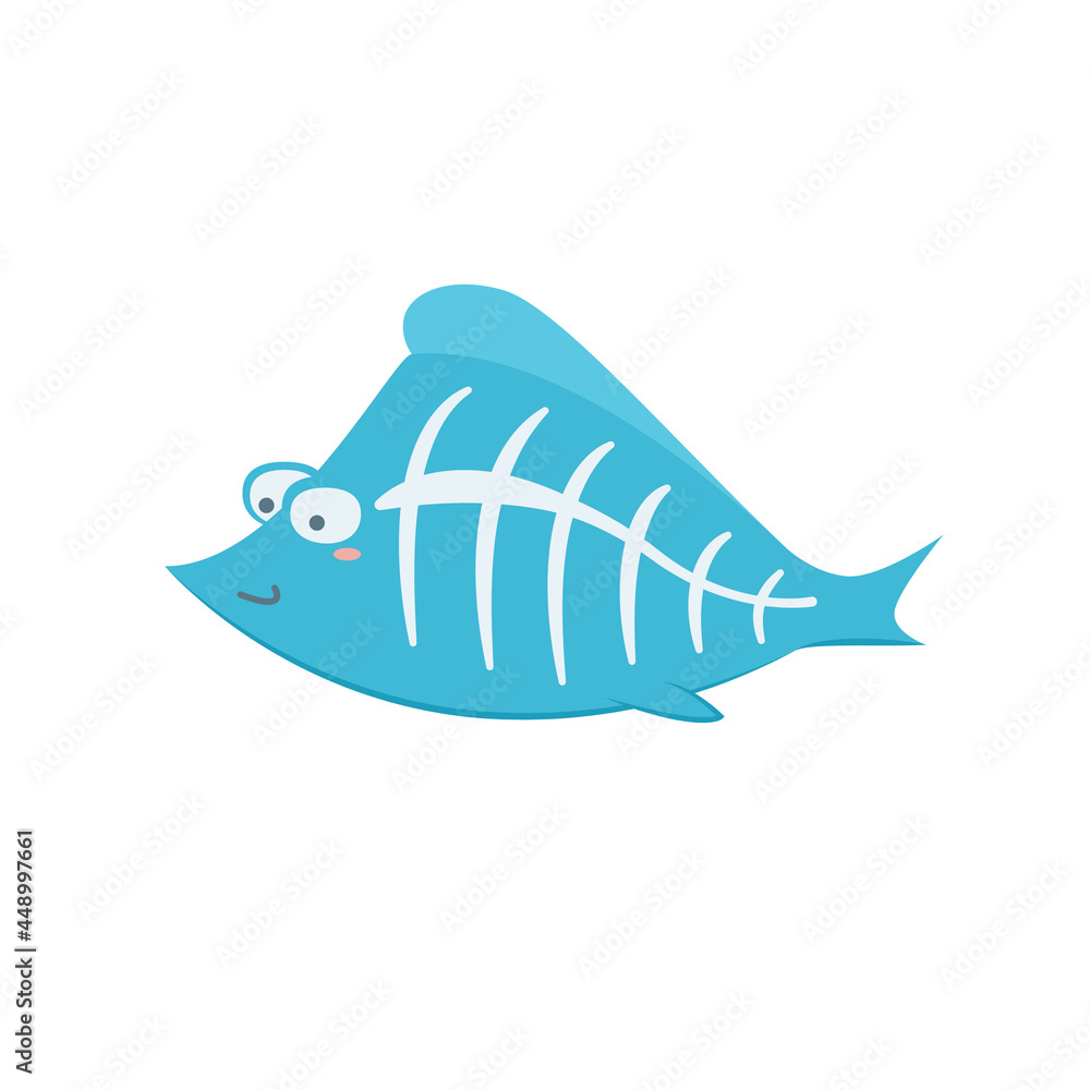 Cute cartoon x-ray fish isolated on white transparent background ...