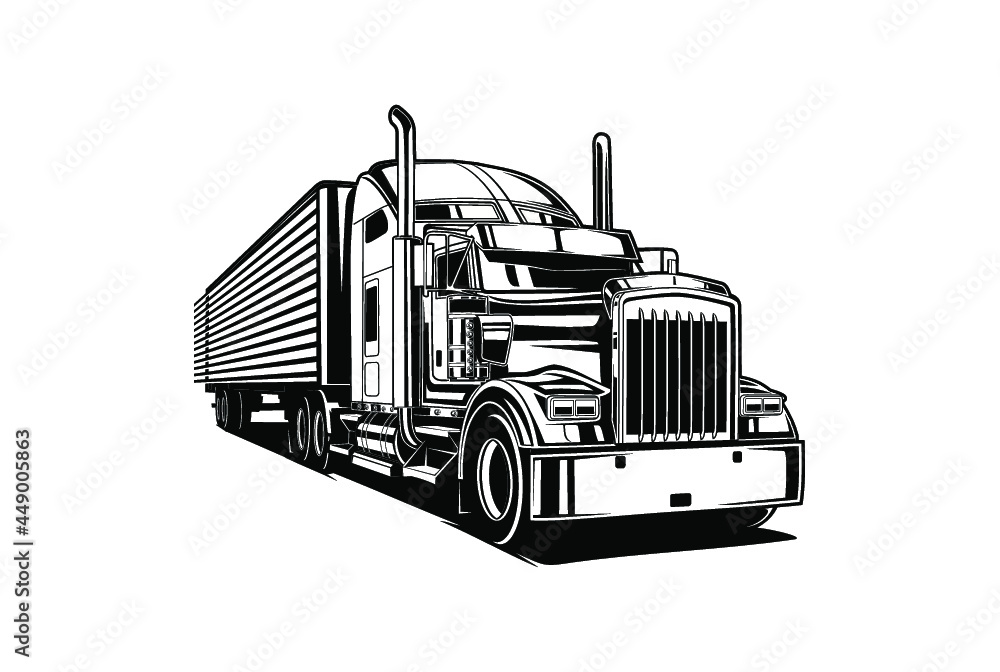 Semi Truck Trailer Silhouette เวกเตอร สต อก Adobe Stock