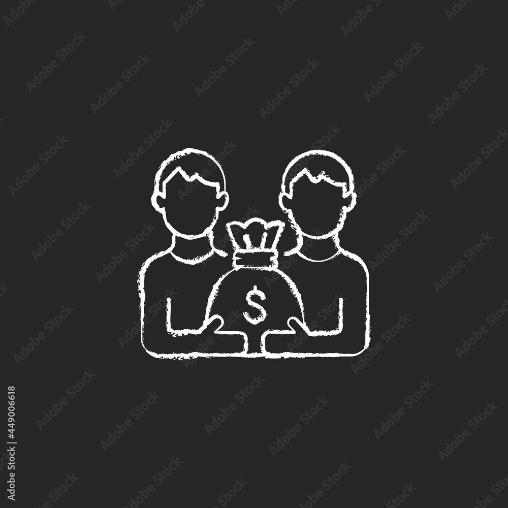 Pari mutuel prize chalk white icon on dark background. Dividing prize ...