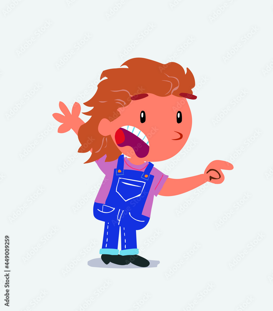 cartoon character of little girl on jeans pointing at something ...