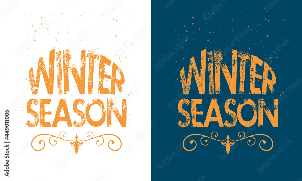 Hello, Winter hand-lettering and a typography tee shirt. Winter logos ...