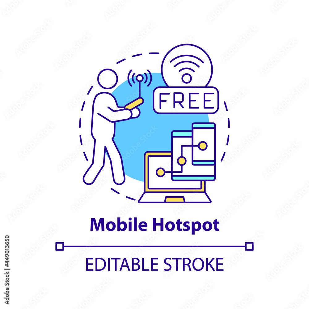 Mobile hotspot concept icon. Share mobile connection abstract idea thin ...