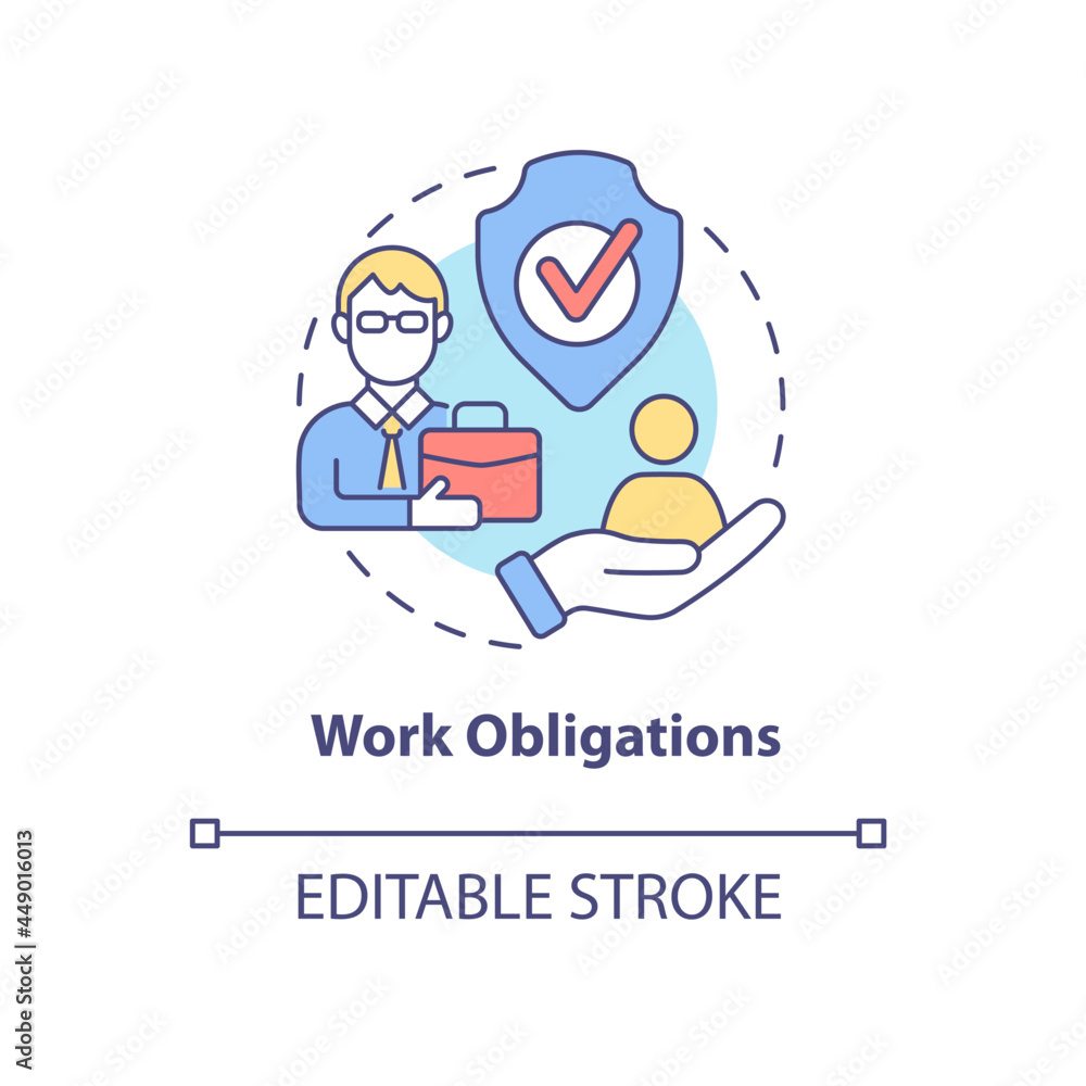 Work obligations concept icon. Legal responsibility. Health and safety ...