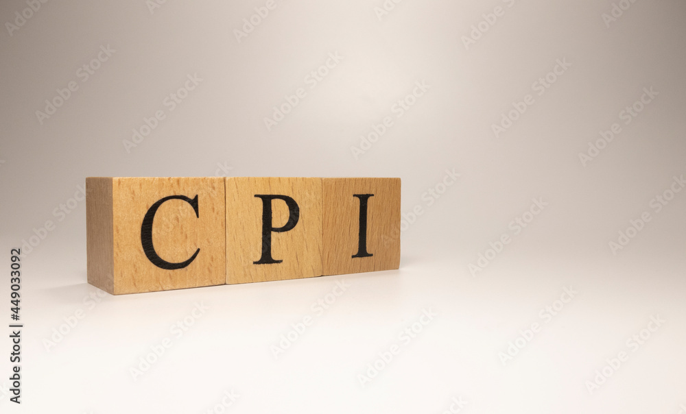 Consumer price index CPI name was created from wooden letter cubes ...