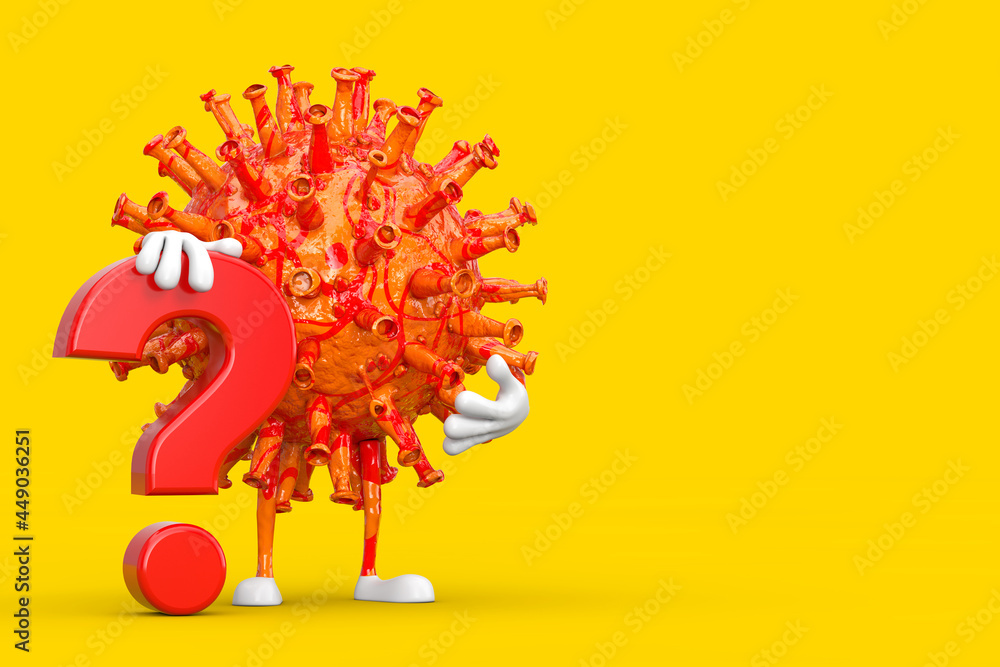 Cartoon Coronavirus COVID-19 Virus Mascot Person Character with Red ...