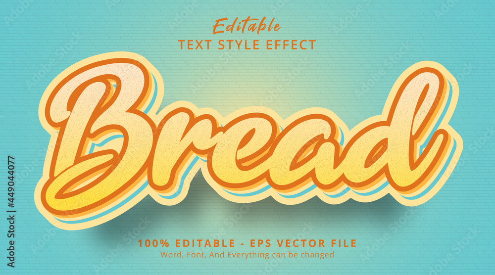 Editable text effect, Bread text on popular fancy color combination ...