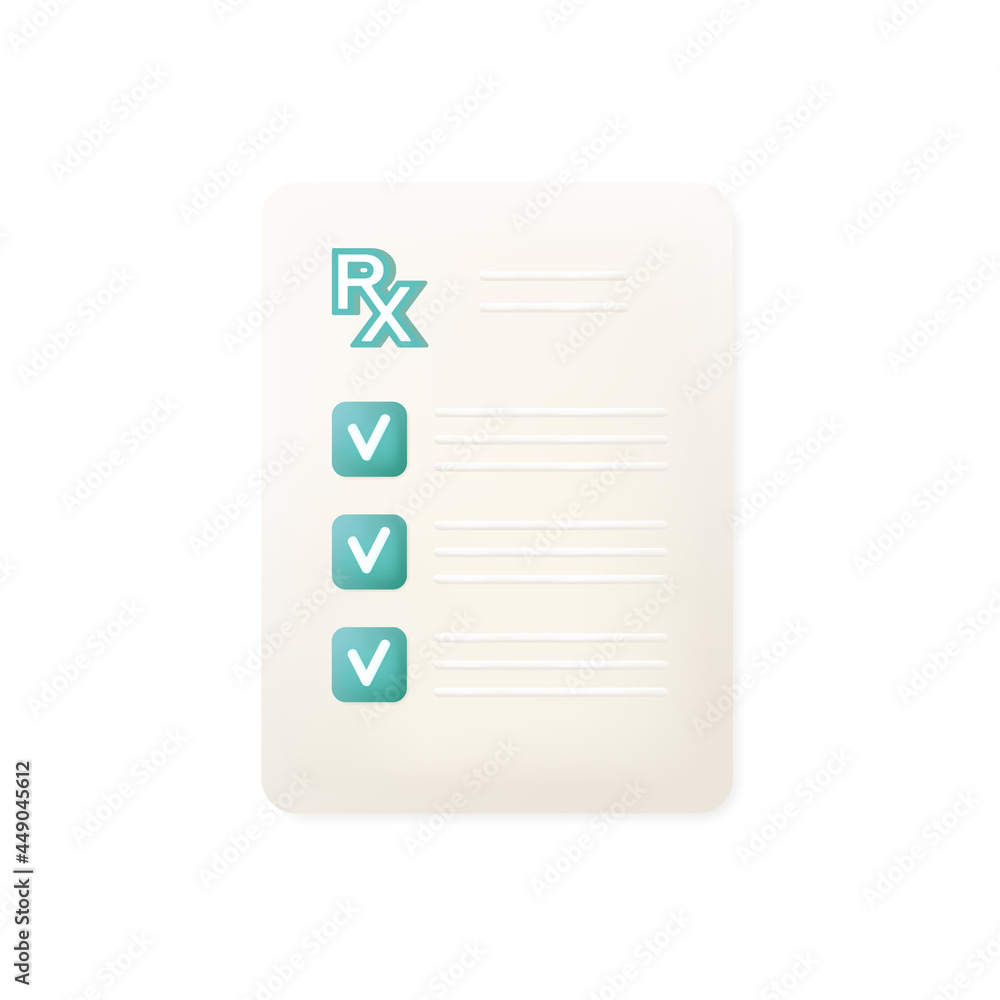 Prescription pad rx. Medical recipe form. Appointment of a doctor on a ...