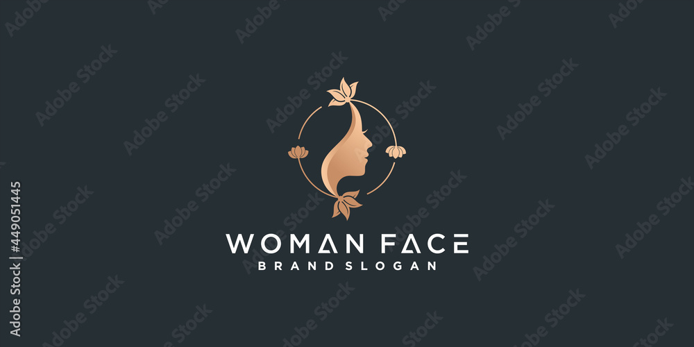 Woman face logo with creative unique concept premium vector Premium ...