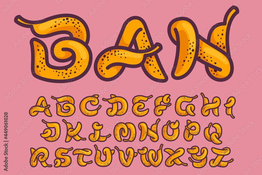 Alphabet made of bananas. Stock Vector | Adobe Stock