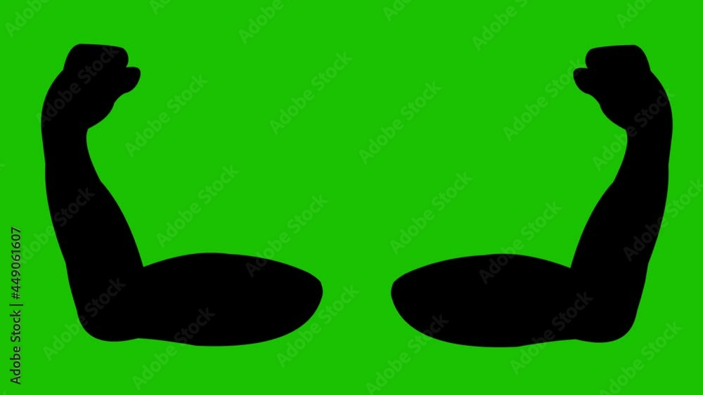 Looping animation of the black silhouette of arms contracting the ...